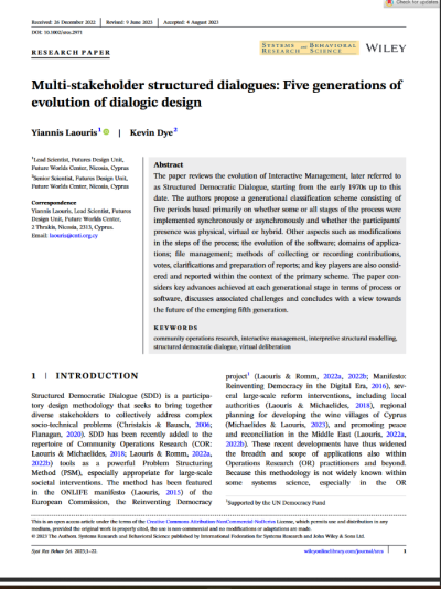 Multi-stakeholder structured dialogues: Five generations of evolution ...